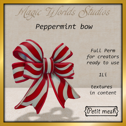 Second Life Marketplace - MW peppermint bow